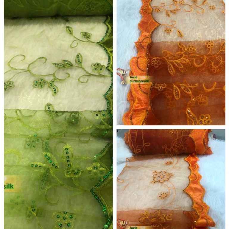 🔥PROMOSI 🔥KAIN ANAK LANGSIR BIDANG 18" ORGANZA SATIN SULAM/HALF CURTAIN ...