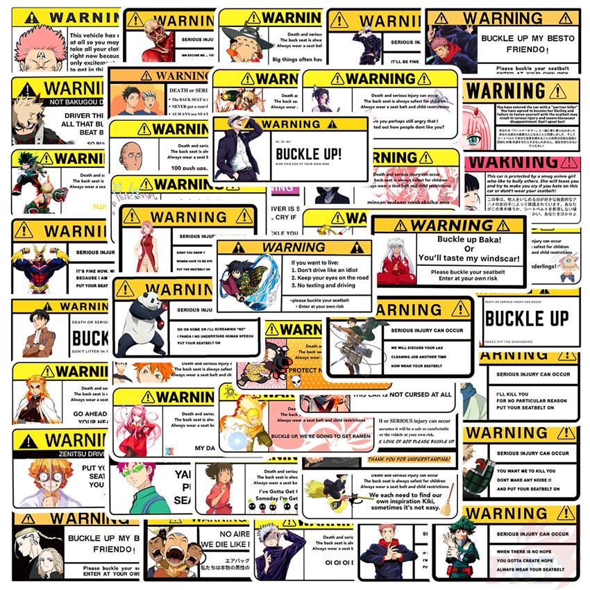 Mixed Anime Warning Sign - Classic Lines Slangs Series 01 Stickers ...
