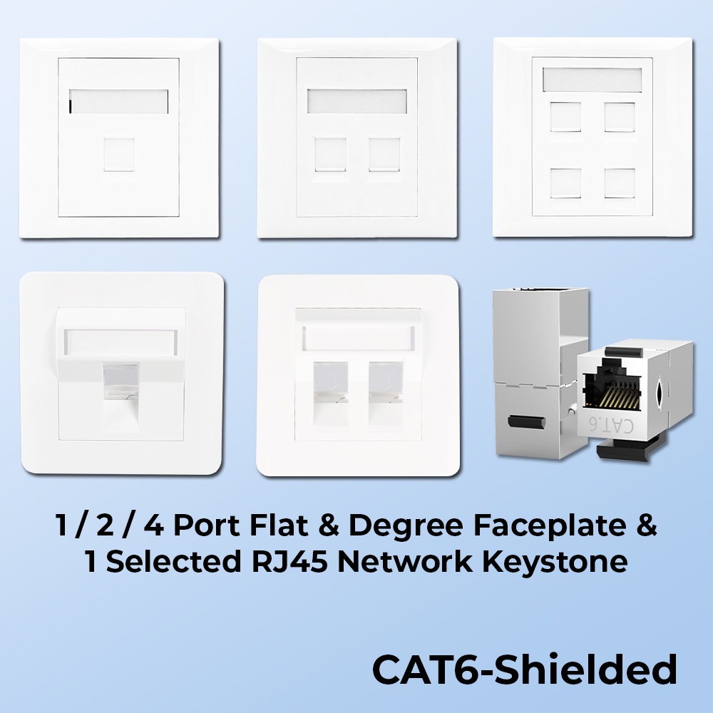 Cat3 Cat5e Cat6 RJ45 Shielded & Unshielded Keystone With 1 / 2 / 4 ...