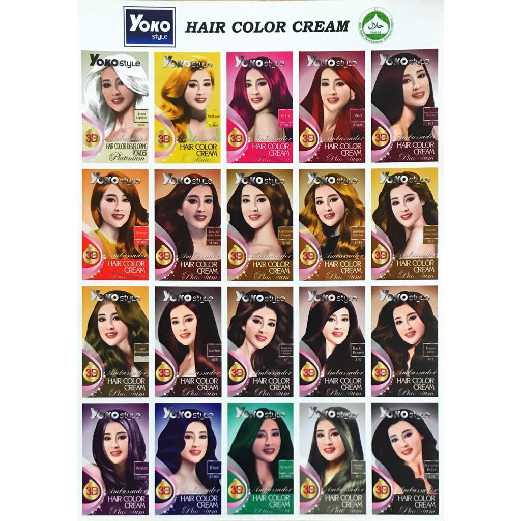 3D YOKO Style Hair Color Cream Platinium 30ml x 2(3D old) 35mlx2 +10ml ...