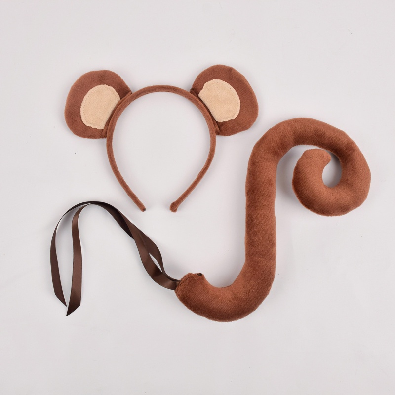 YOUYO Monkey Ears Headband and Tail Animal Monkey Cosplay Costume for ...
