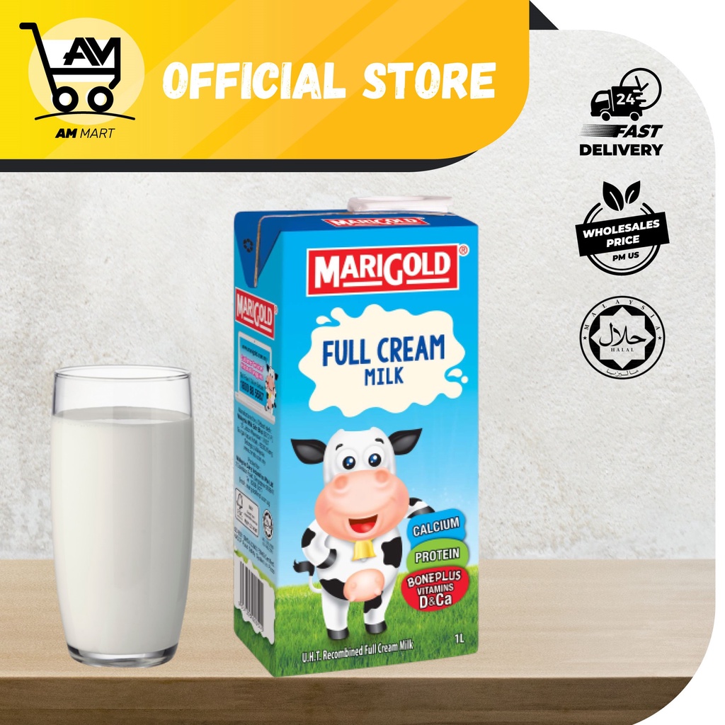 🌙RAYA SALE MARIGOLD UHT Full Cream Milk / Susu Penuh Krim #1L (HALAL ...
