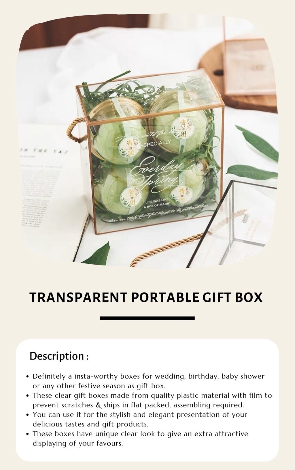 Portable Transparent Gift Box Wedding Christmas New Year Gift Box ...