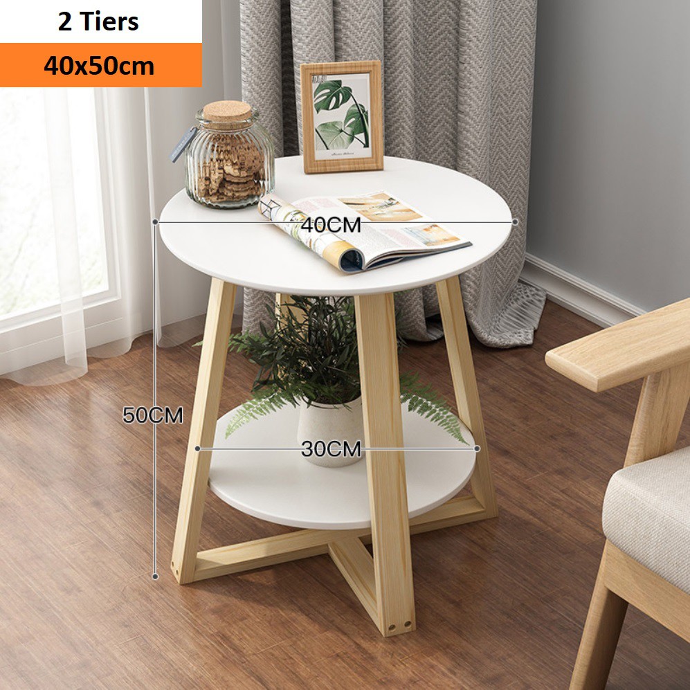 [EC] 1/2 Tiers Cross Leg Solid Wood Coffee Table Side Table | Shopee ...