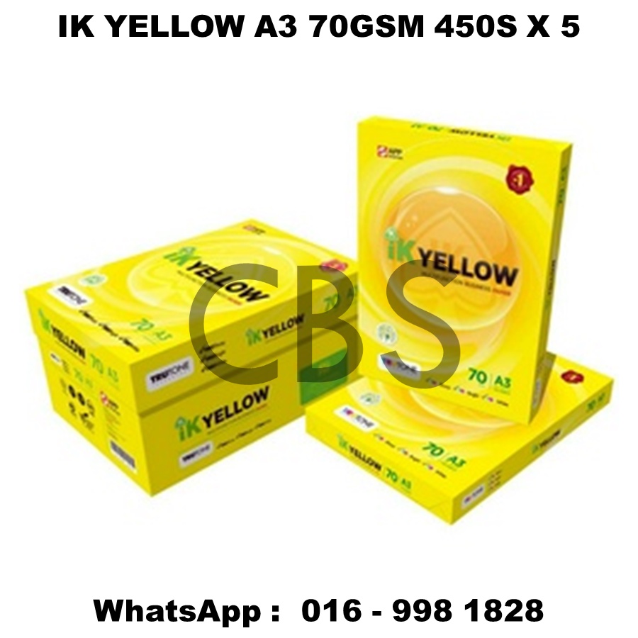Ik Yellow A3 Paper 70gsm 500sheets White Printing Photocopy Cetak Copy ...