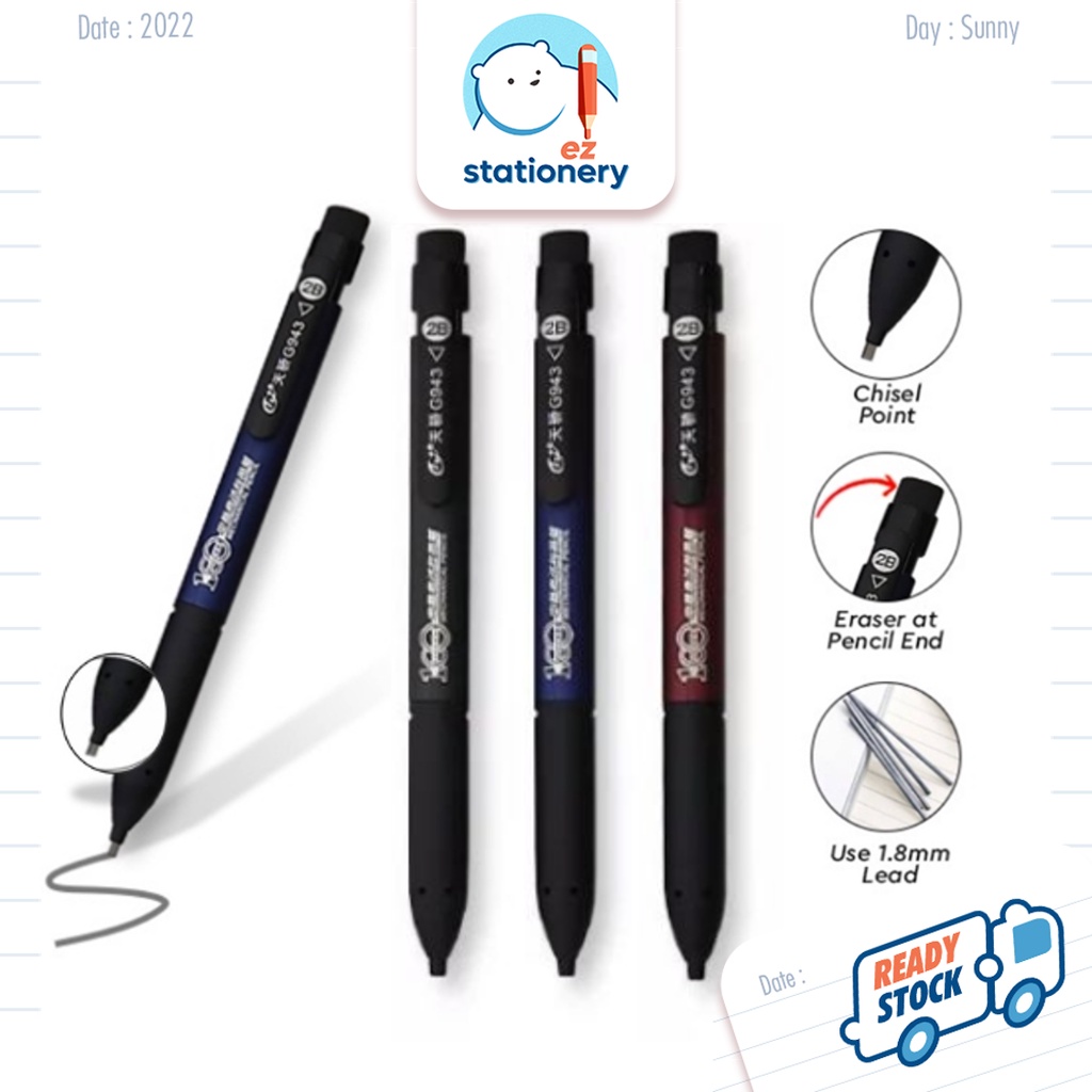 🇲🇾 Ready Stock 2B Mechanical Pencil 1.8mm Khat Pensel Jawi Calligraphy ...