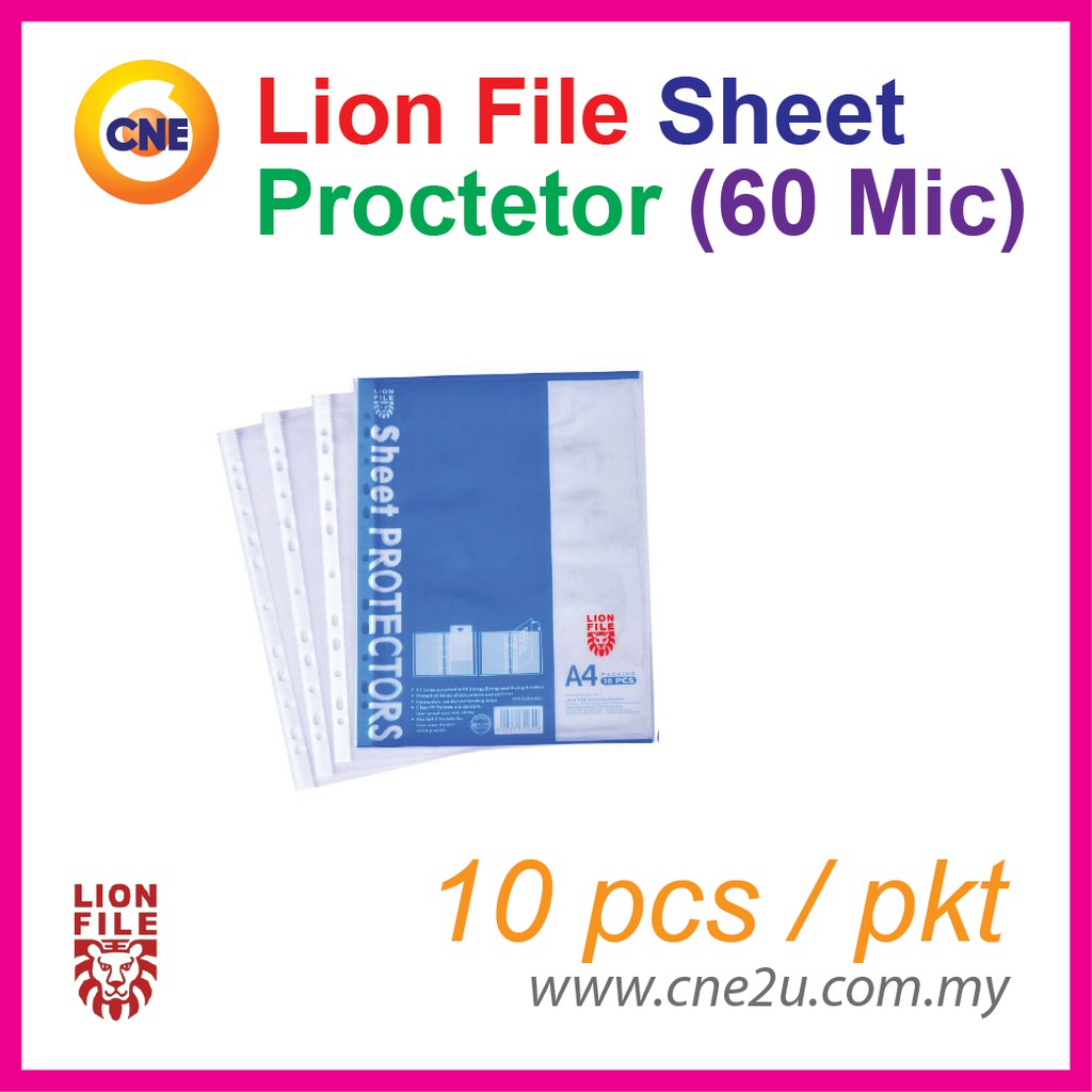Lion Sheet Protector A4 (10pcs/pkt) 60 mic / Refill clear book A4 ...