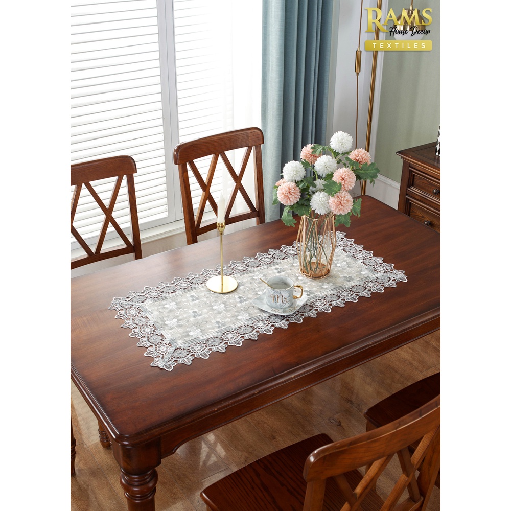 Embroidered Lace Table Runner / Dining Table Runner For 6 8 10 Seater ...