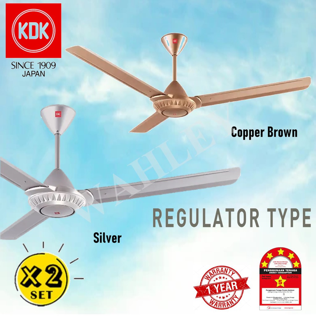 [Twin Pack] KDK K15WO/K15WO-SL / K15WO-S 60" 3 Blade Regulator Ceiling Fan/Kipas Siling [***2 ...
