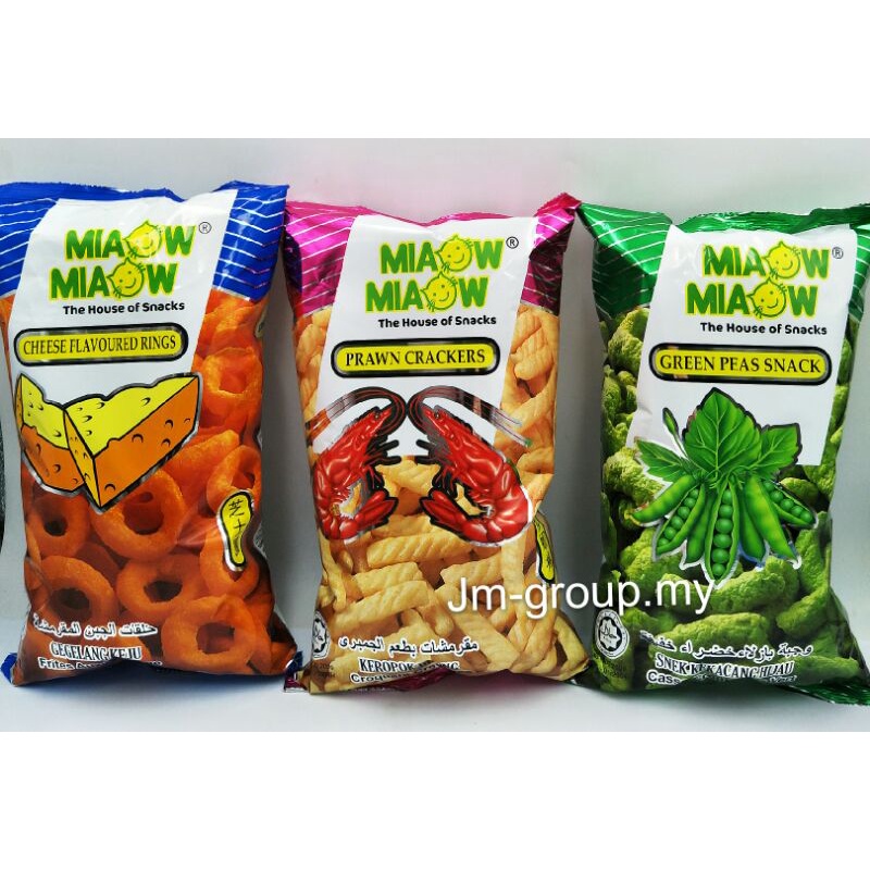 MIAOW MIAOW SNACKS 150G (CHEESE FLAVOURED /GREEN PEAS /PRAWN CRACKERS ...