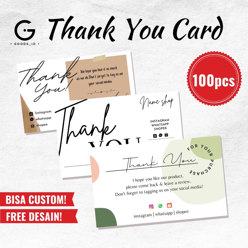 Thank YOU CARD/NAME CARD/GREETING CARD/CUSTOM CARD | Shopee Malaysia