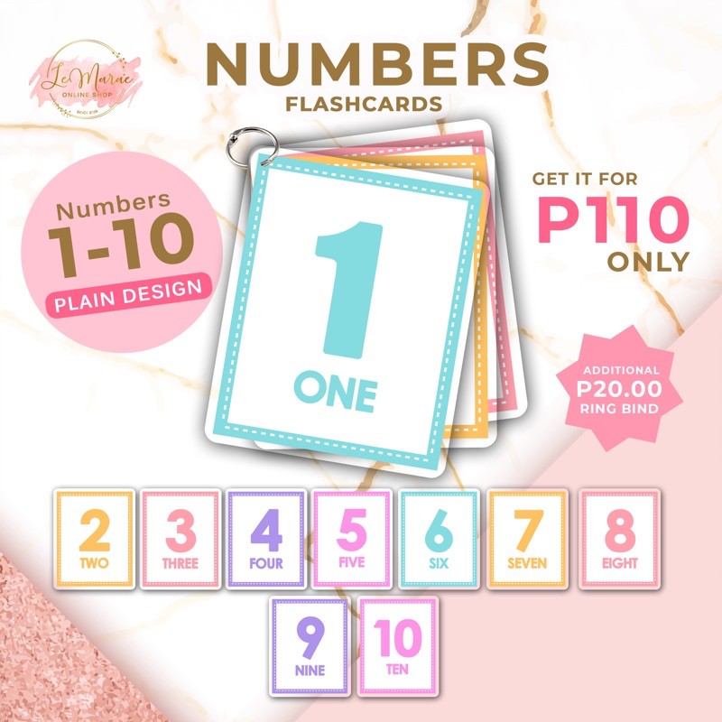 NUMBERS 1 to 10 Laminated Flashcards Educational Toys Kids Toddlers ...