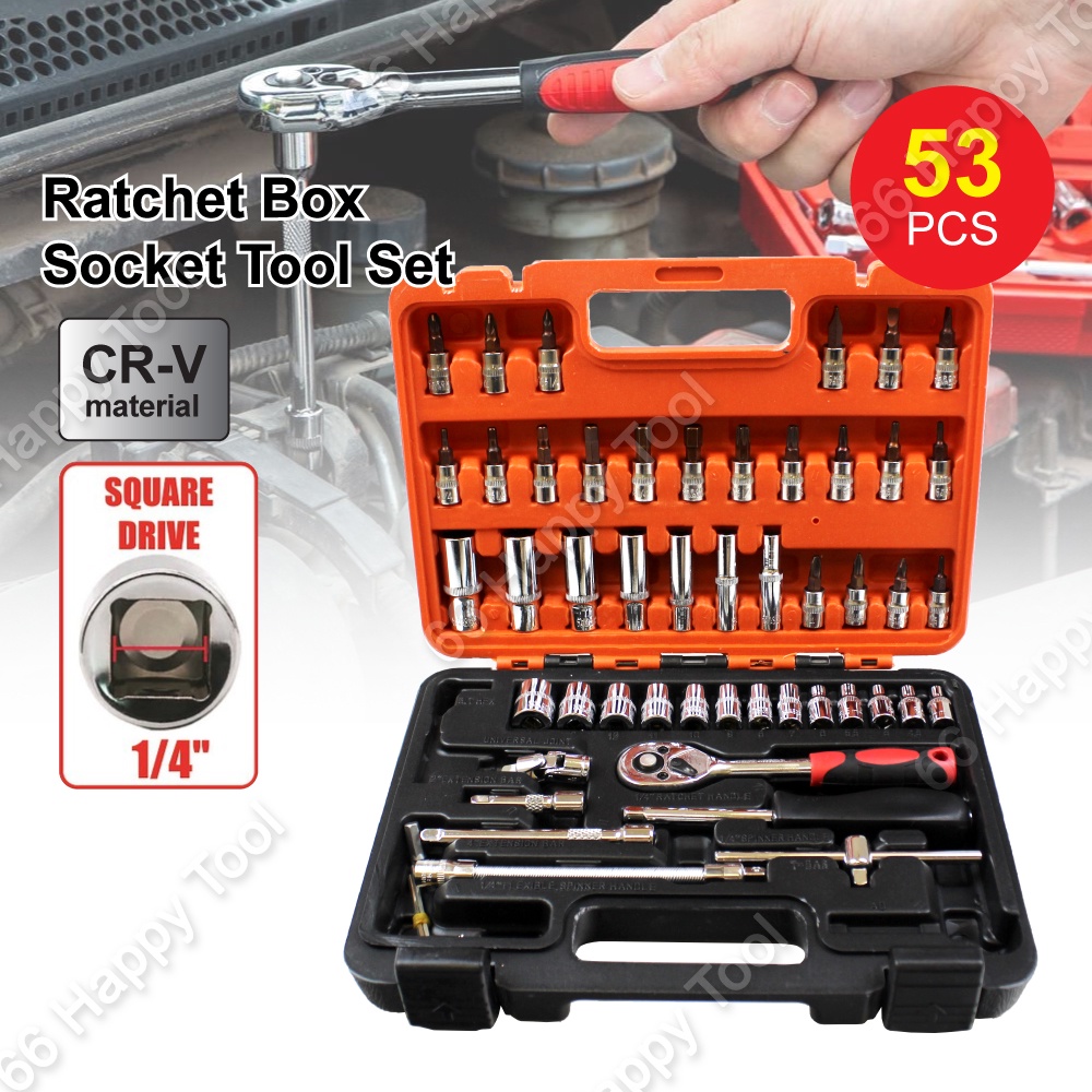 Auto Car 53pcs Ratchet Box Socket Set 1/4" Automotive Combination Tool ...