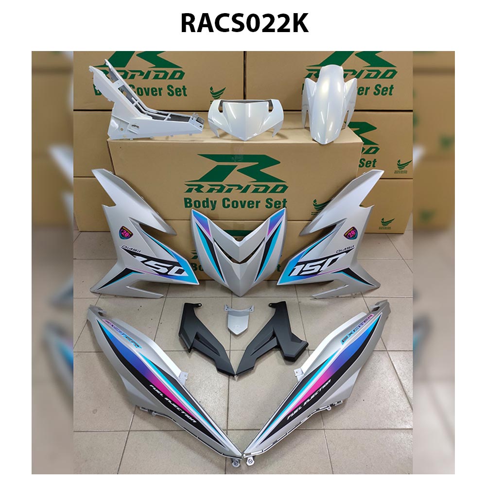 RAPIDO COVER SET Y15ZR V1/V2 EXCITER150 20TH ANNIVERSARY WHITE (STICKER TANAM/AIRBRUSH) | Shopee ...