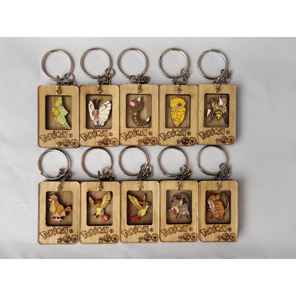 MYC Pokemon Wood Key chain DIY Handmade Pokedex Cute Charmander ...