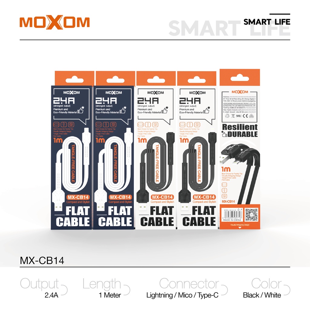 🔥READY STOCK🔥 MOXOM MX-CB14 CABLE 1 METER FLAT CABLE | Shopee Malaysia