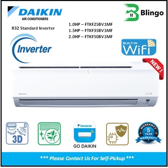 Daikin 1 5hp R32 Standard Inverter Air Conditioner Ftkf35bv1mf Shopee