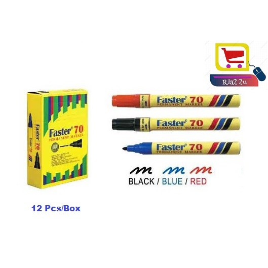 *CLEARENCE* Faster 70 Permanent Marker Pen (Black/Blue/Red) | Shopee ...