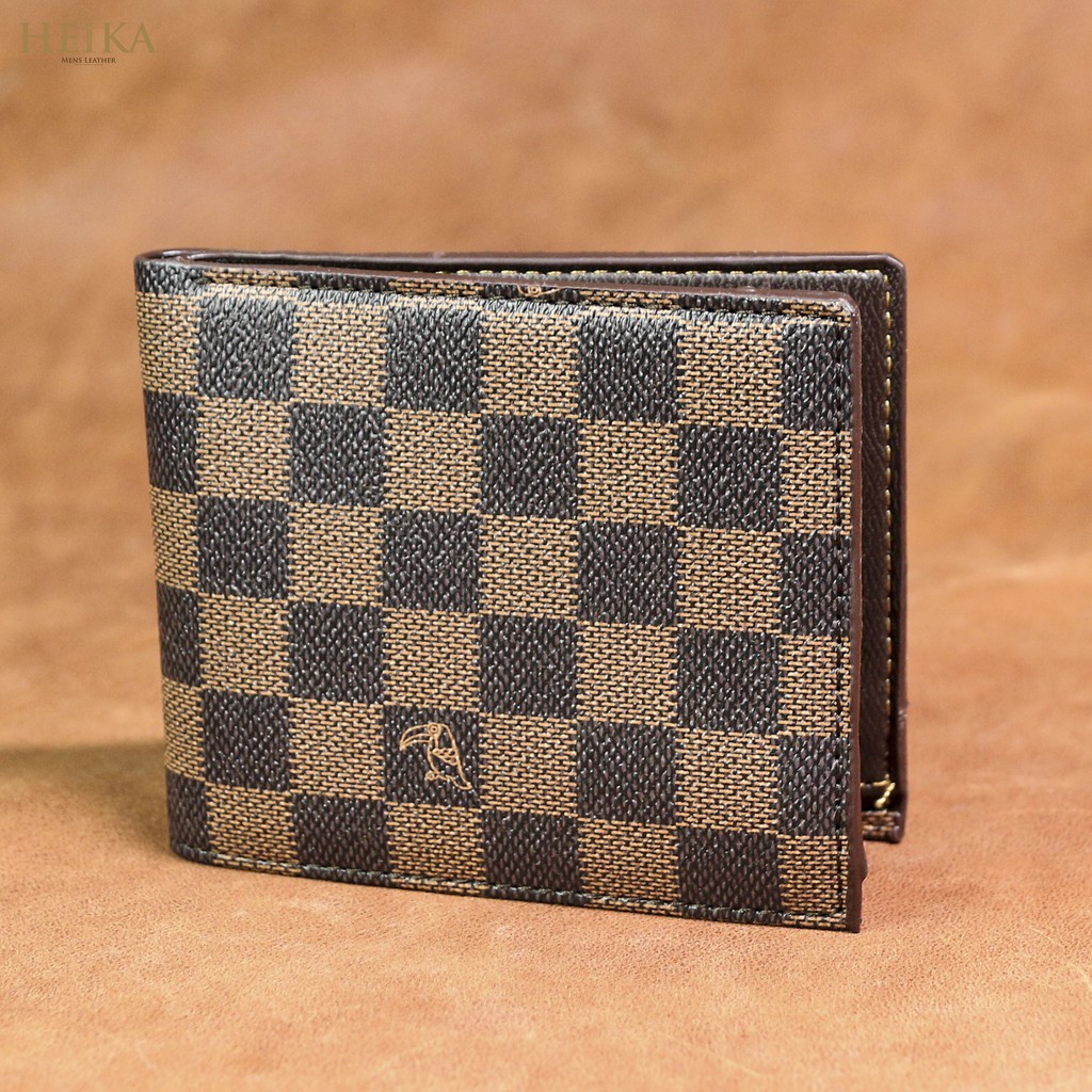 Horizontal checkered wallet, high quality brown checkered wallet with ...