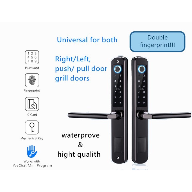 Fingerprint door lock Outdoor Safety Gate Door lock Smart Double ...