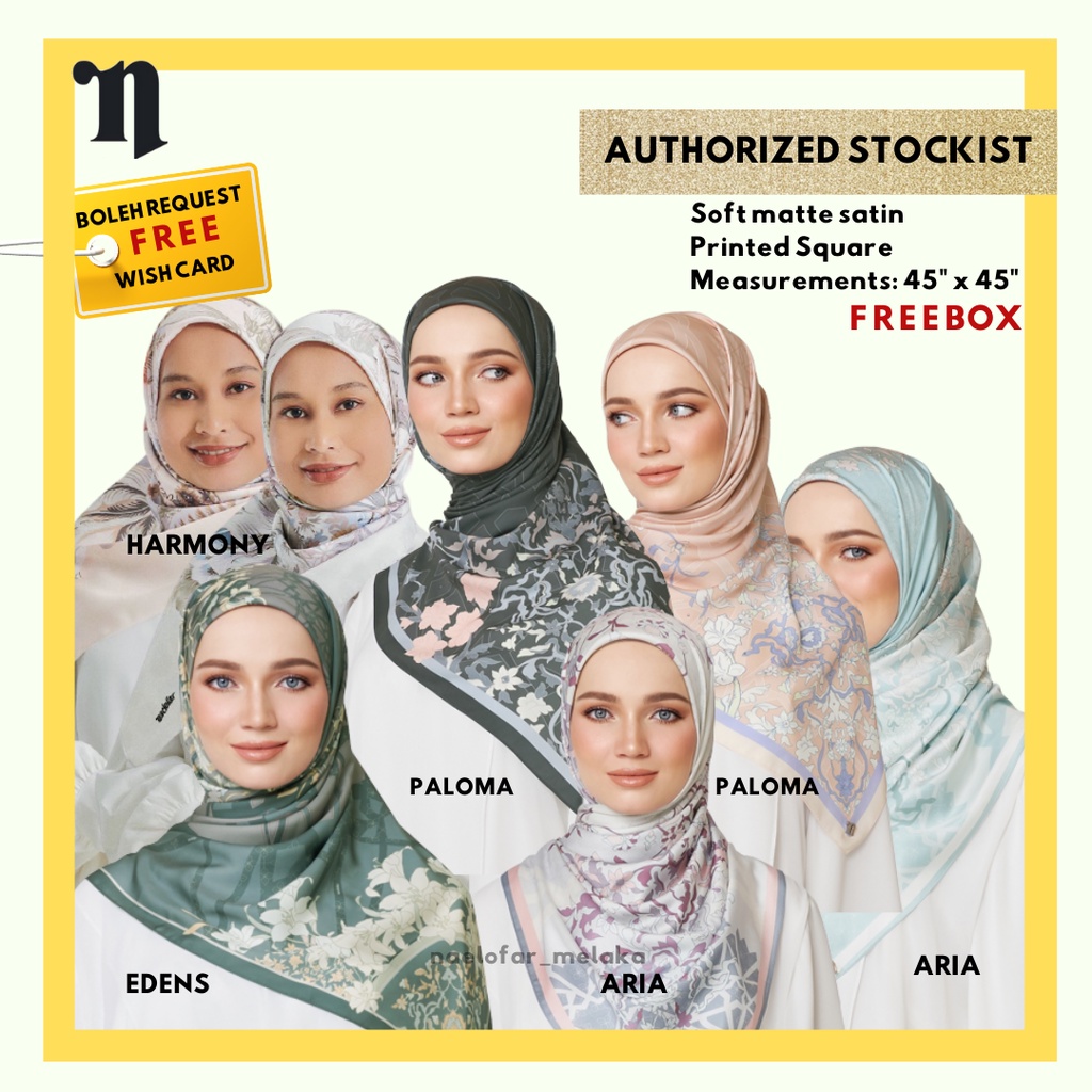 100 % Original Naelofar : design Harmony, Paloma, Edens, Aria (Square ...