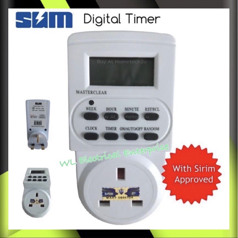 Sum 24hours Digital 3pin Plug In Timer Sirim Approved Shopee Malaysia