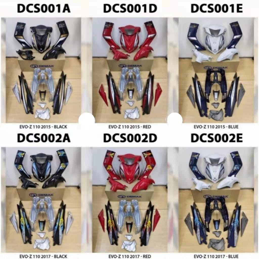 *DEMAK EVO-Z 110 2015/2017 BLACK RED BLUE COVER SET ORIGINAL | Shopee Malaysia