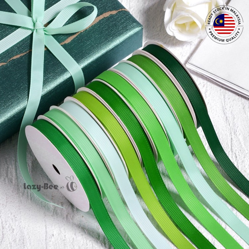 LAZY BEE 5 meter Pastel Green Mint Grosgrain Ribbon Reben Door Gift ...