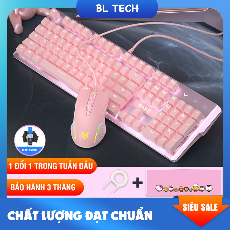 [-50% Discharged] Mechanical keyboard and mouse Combo with free pink ...