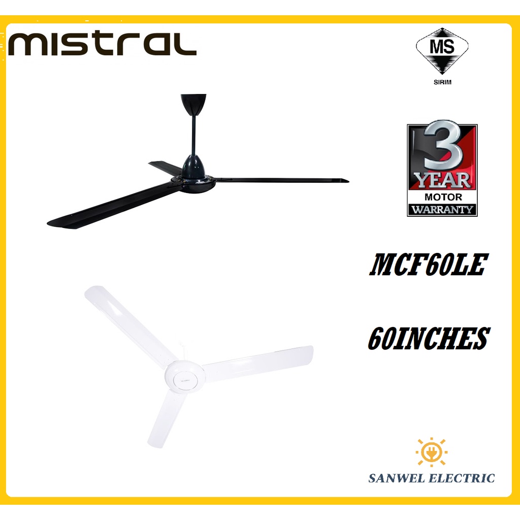 MISTRAL MCF60LE 60 inches Ceiling Fan Kipas Siling Regulator (Black ...