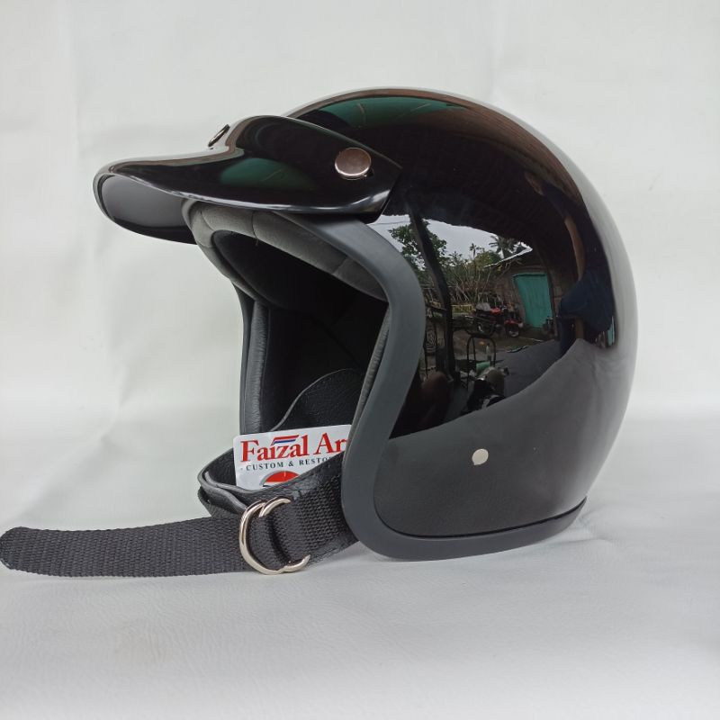 HITAM Glossy Black Slim Head Helmet | Shopee Malaysia