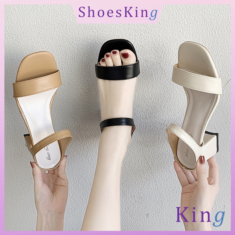 Shoesking Square Toe Thick Heels | Shopee Malaysia