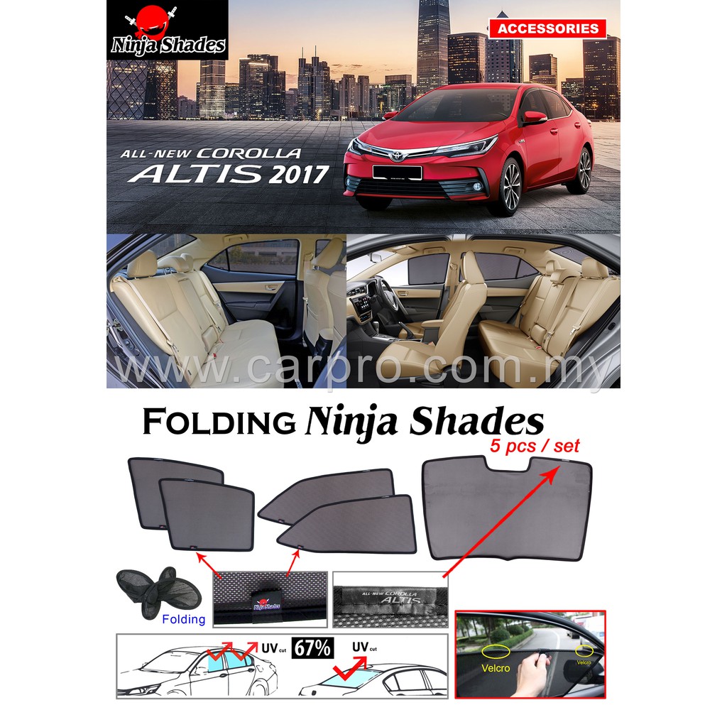 Toyota Altis 2017 - 2021 Magnetic Ninja Shades Sunshade (5pcs) or (Rear ...