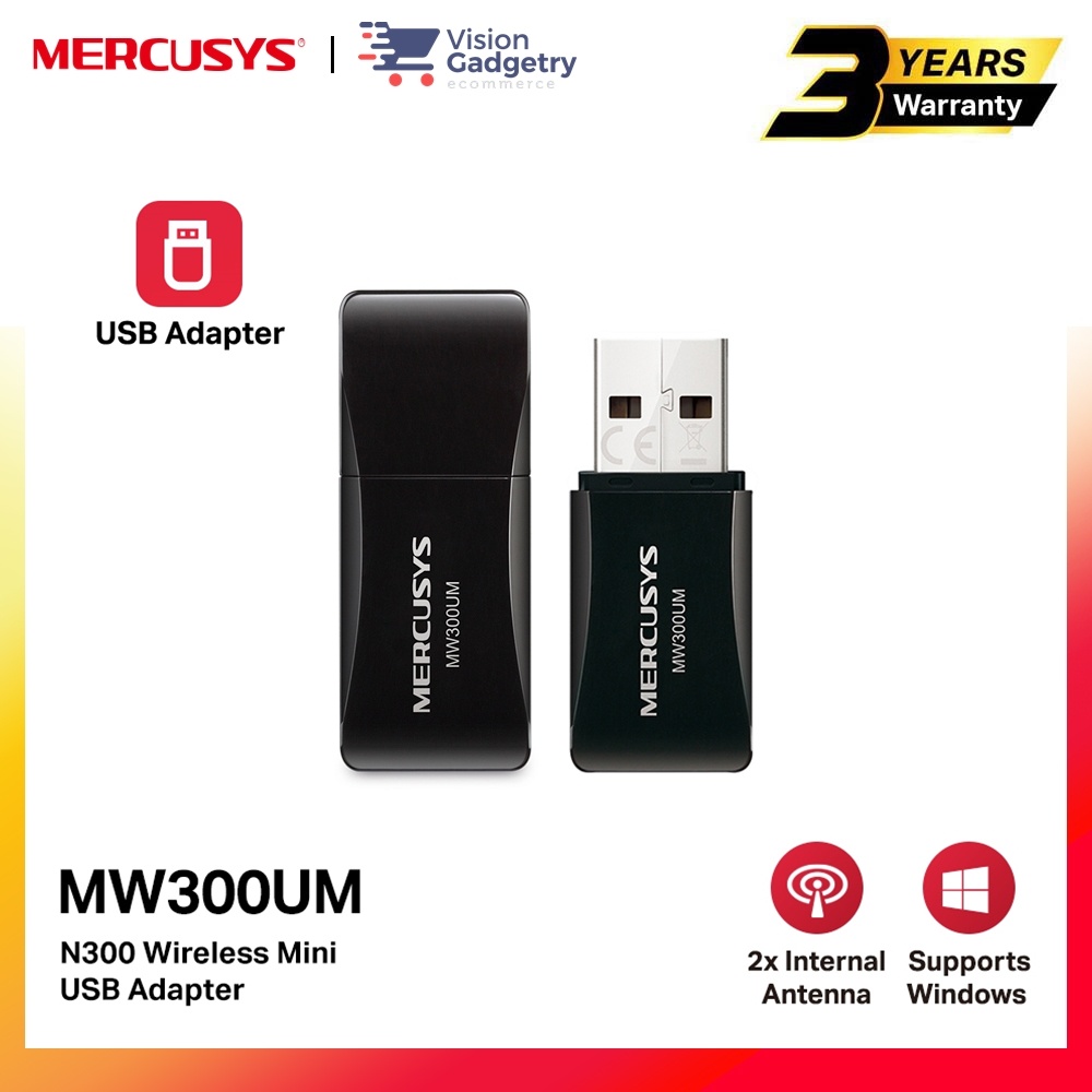 Mercusys MW300UM Wireless N300 Mini USB WiFi Adapter | Shopee Malaysia