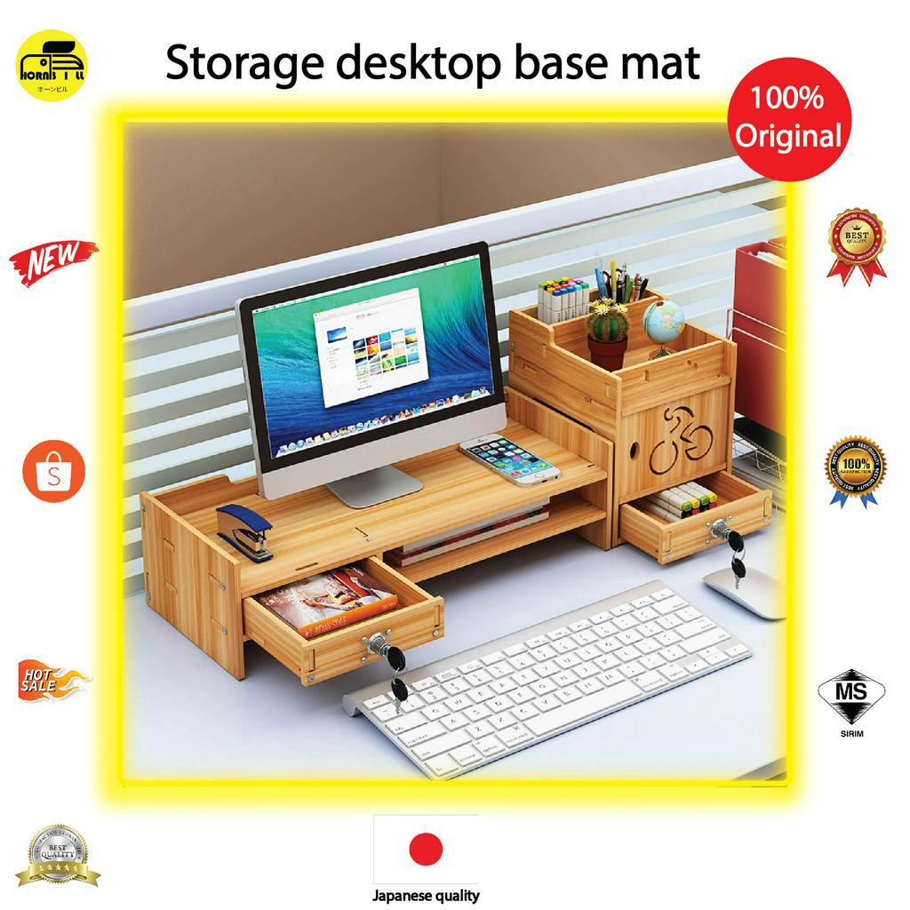 Computer monitor increased rack desktop organize keyboard storage ...