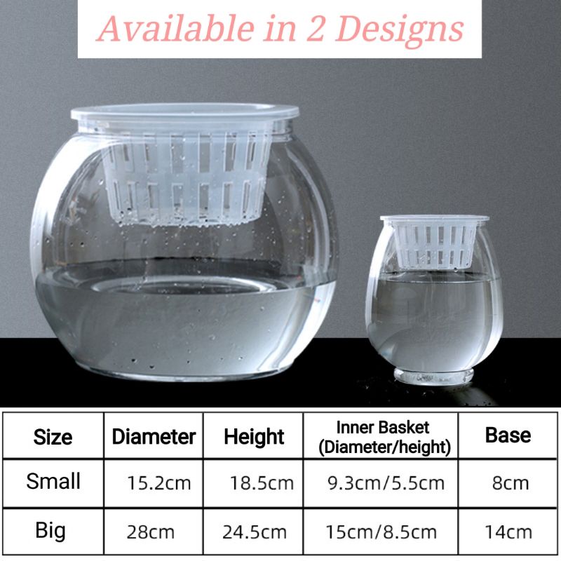 28cm/15.2cm Big Size Transparent Plastic Self-watering Flower Pot🌻Pasu ...