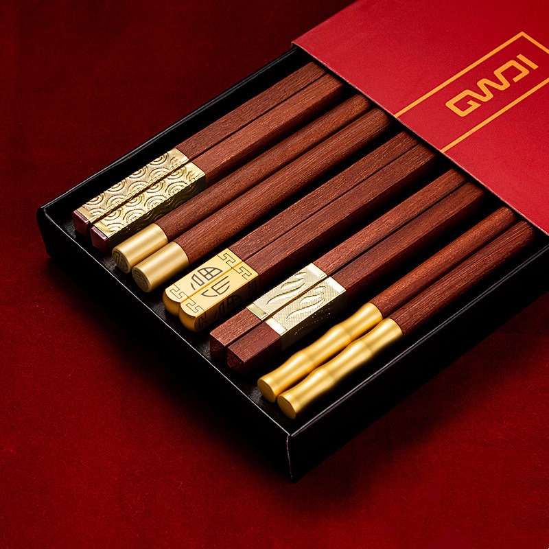 Custom Boutique 5 Pairs / Set Red Sandalwood Chinese Chopsticks Set ...