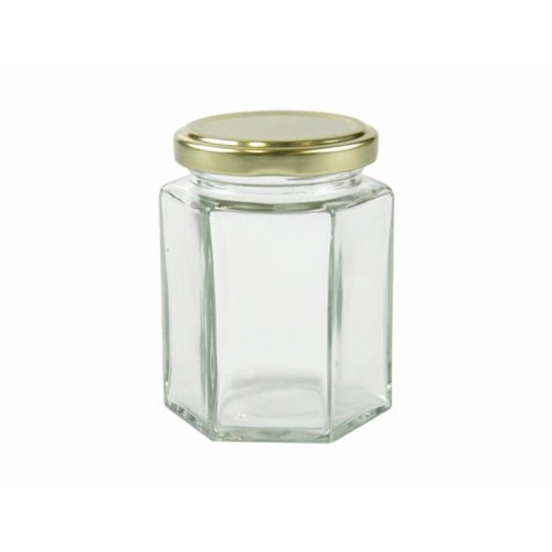 Hexagon Glass Jar 180ml with Gold Cap | Shopee Malaysia
