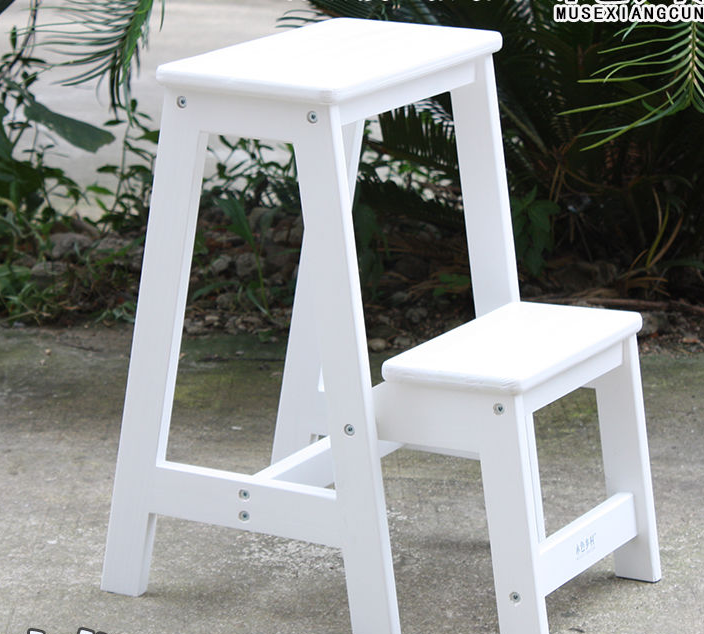 Solid wood two layer folding ladder stool household wooden ladder small ...