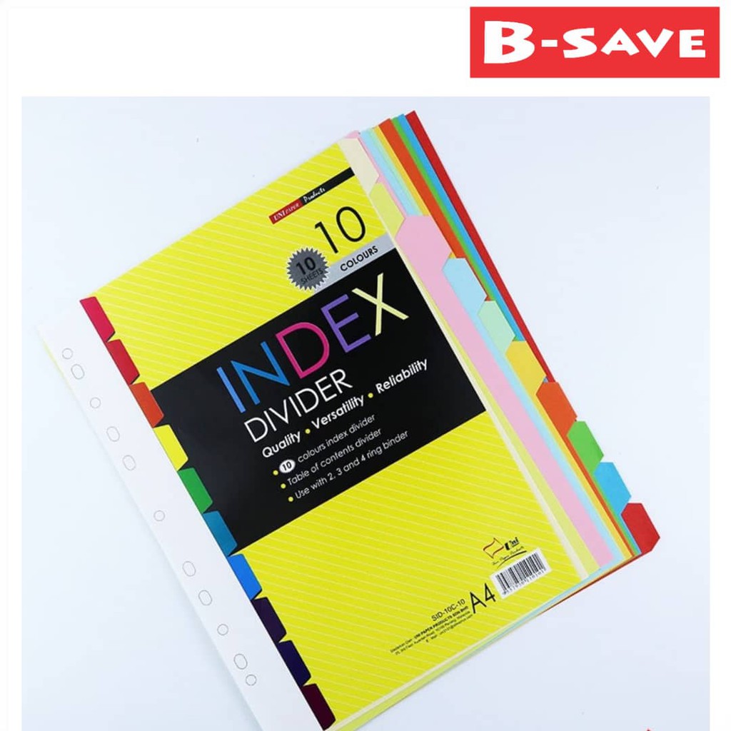 A4 Uni Colour Index Divider Paper/ File Filing Separator 10 Colours 10 ...