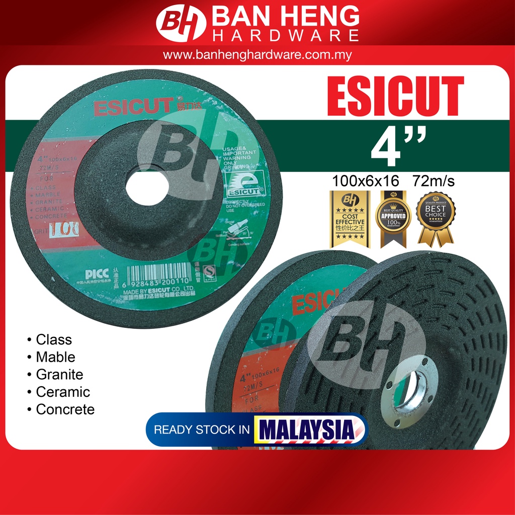 ESICUT 4'' STONE GRINDING WHEEL GRINDING DISC MATA GOSOK BATU TILE ...