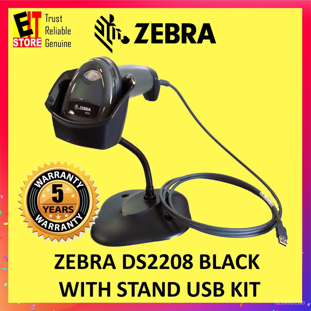 KVtn ZEBRA DS2208 BLACK WITH STAND USB KIT - (DS2208-SR7U2100SGW) (5YRS ...