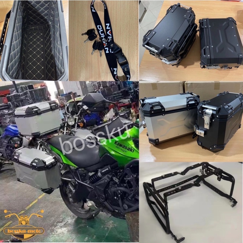 UNIVERSAL 2 PCS ALUMINIUM SIDE BOX 36L 38L WITH BRACKET | Shopee Malaysia