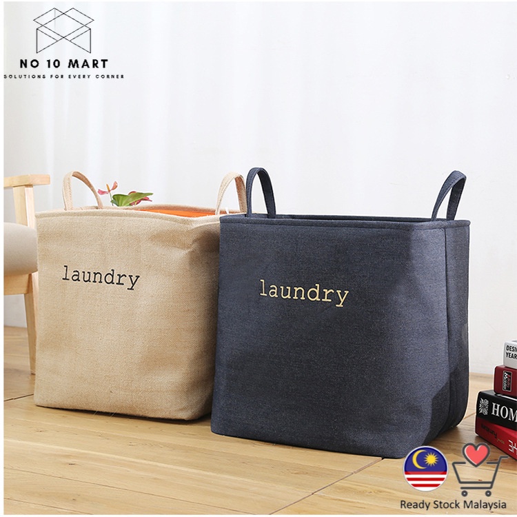 [Ready Stock] Thick Oxford Cotton Laundry Basket & Hampers / Self ...