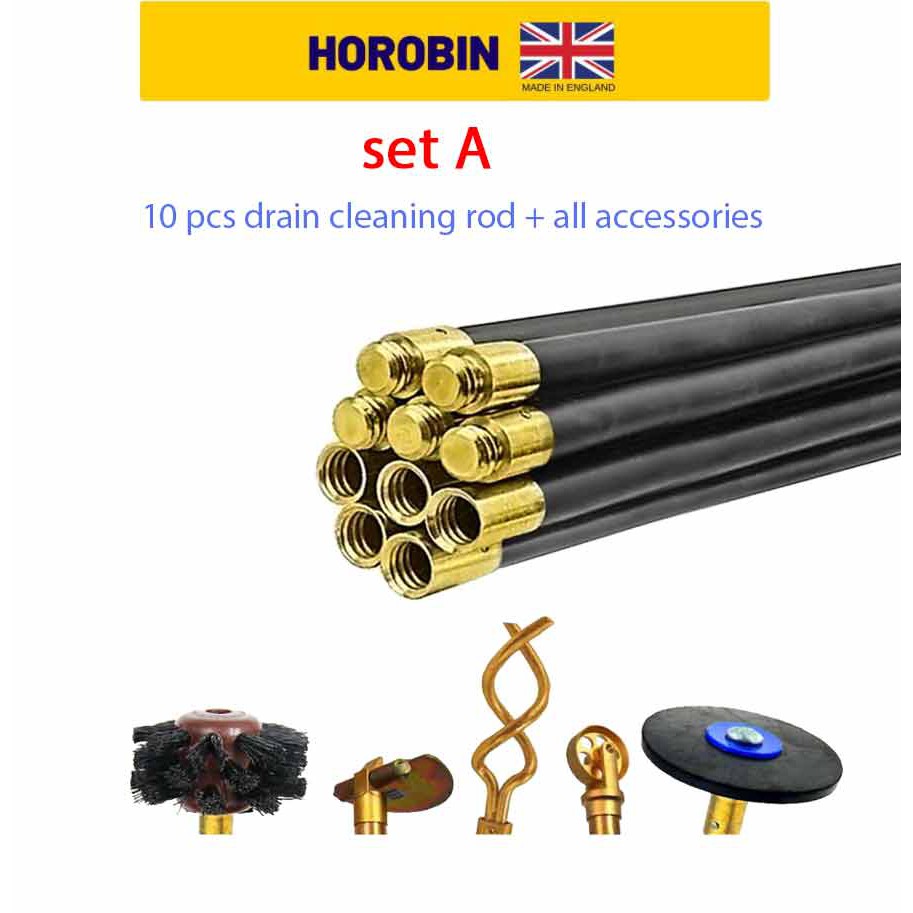 HOROBIN Sewage Cleaning Rod With Accessories FULL SET/ Drain Plungers ...