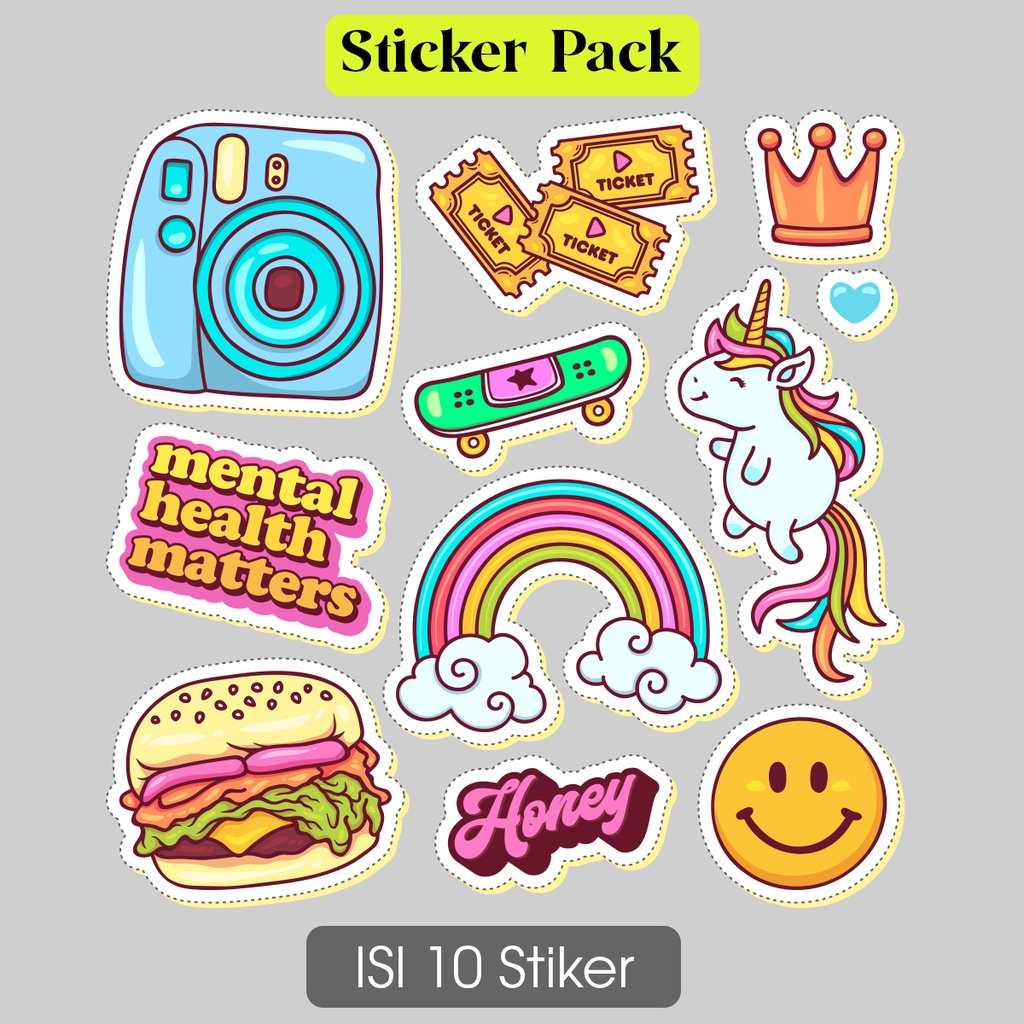 Unicorn and Happy Dreams Sticker Pack contains 10 cute Aesthetic ...
