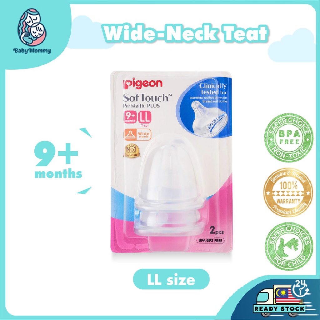 🇲🇾 Ready Stock 2PCS/PACK 100% Original Pigeon SofTouch™ Wide-Neck Teat ...