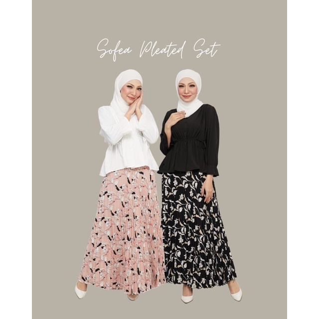 SOFEA PLEATED SKIRT SET (BLOUSE + SKIRT) | Shopee Malaysia