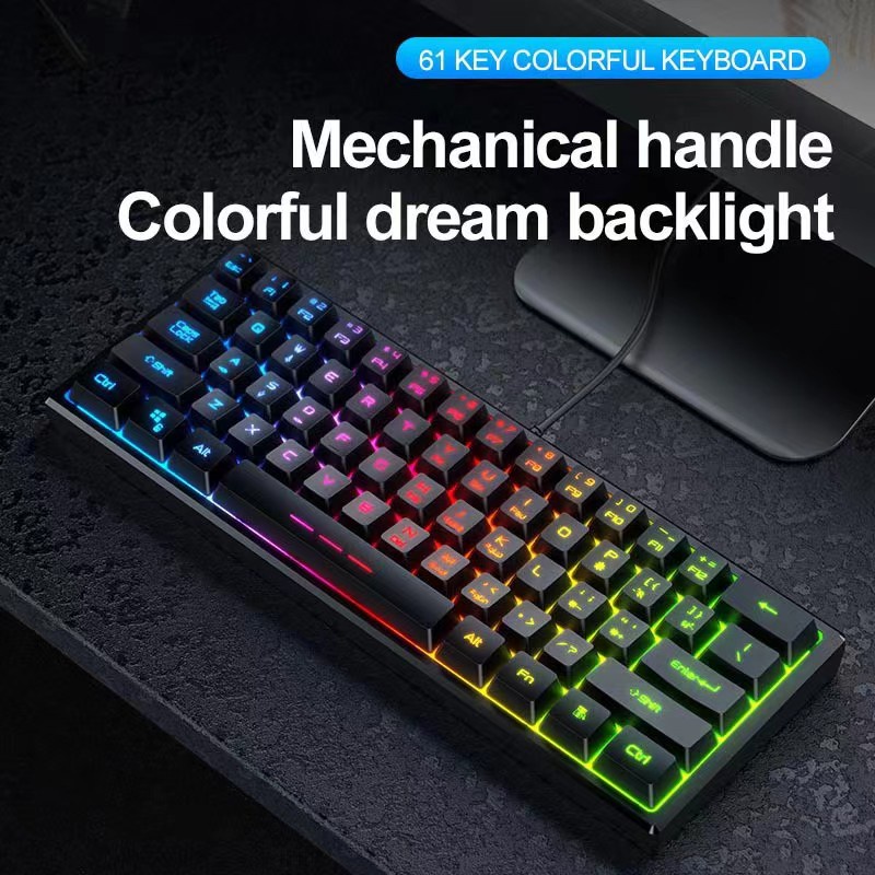 Wired Mechanical Gaming Keyboard Rainbow RGB Backlit Blue Switch Gaming ...