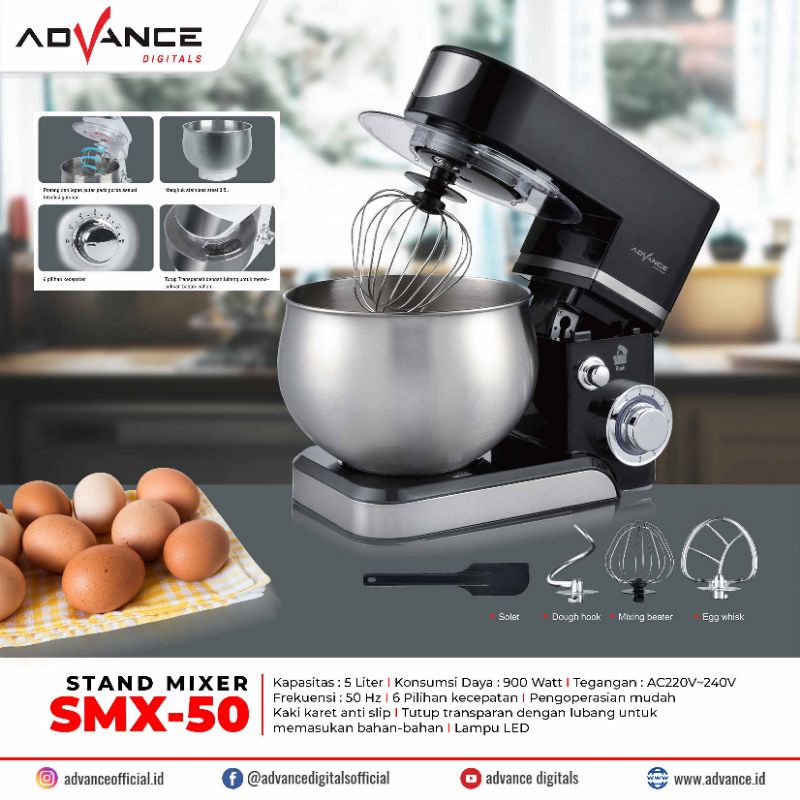 Standing Mixer 5 Liters / ADVANCE SMX-50 Mixer (5L) Bowl Capacitor 6 ...